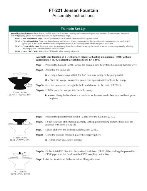 Jensen Oval Garden Water Fountain - Garden Fountain